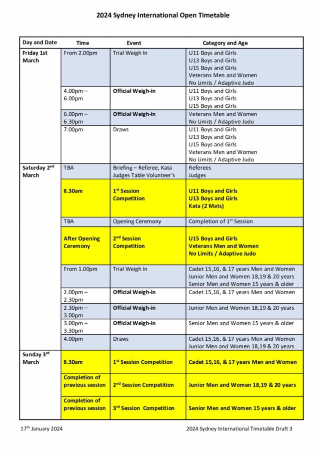 2024 Draft Timetable 170124 - Judo NSW