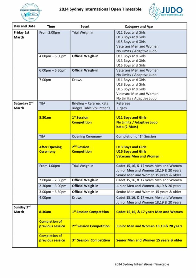 2024 SIO Timetable FINAL - Judo NSW